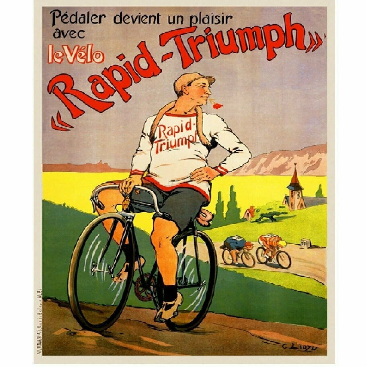 Cycling Poster Rapid-Triumph Vintage Cycling Art Bicycle Poster 24" x ...