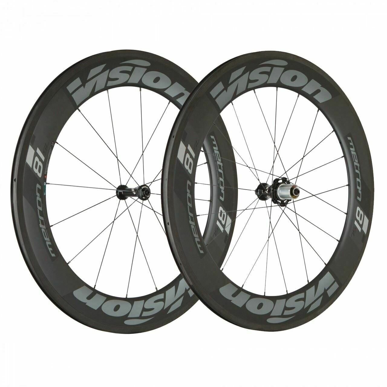 Vision Metron 81 TL Carbon Tubular Wheelset 16/21H-700c Black 11sp 6B ...